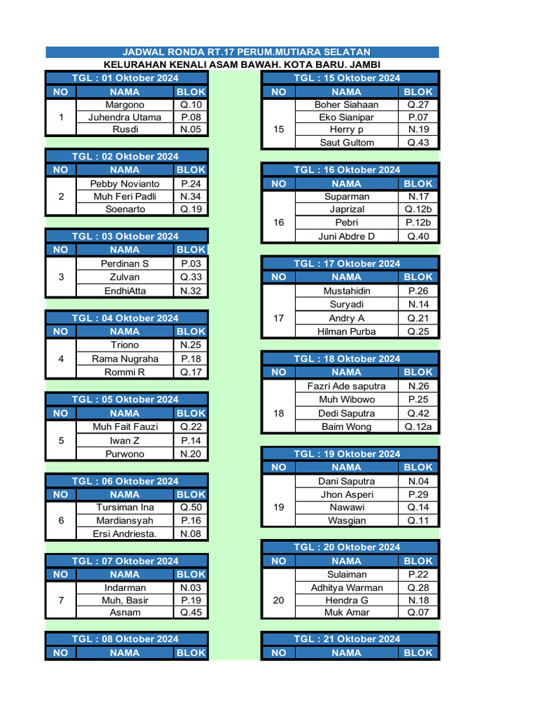 Jadwal Ronda 2024 - New | PDF