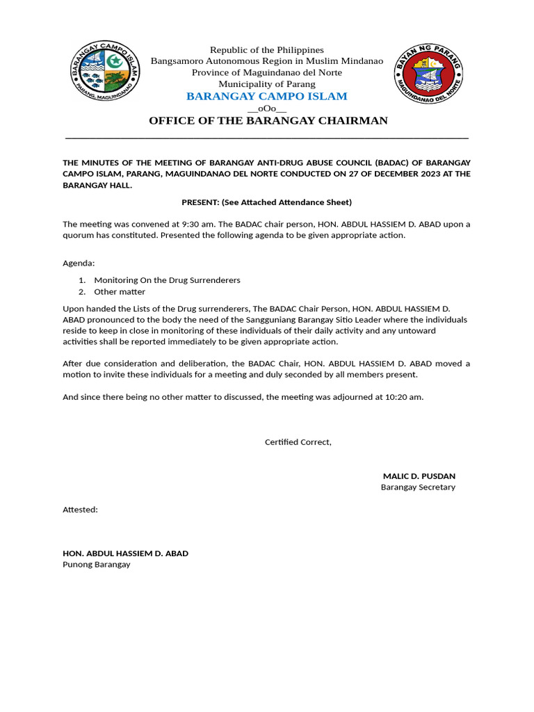 BADAC Monthly Meeting | PDF