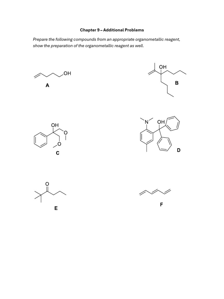 Chapter 9 Extra Problems - Organometallic Reagents | PDF Chapter 9 Extra Problems - Organometallic Reagents | PDF