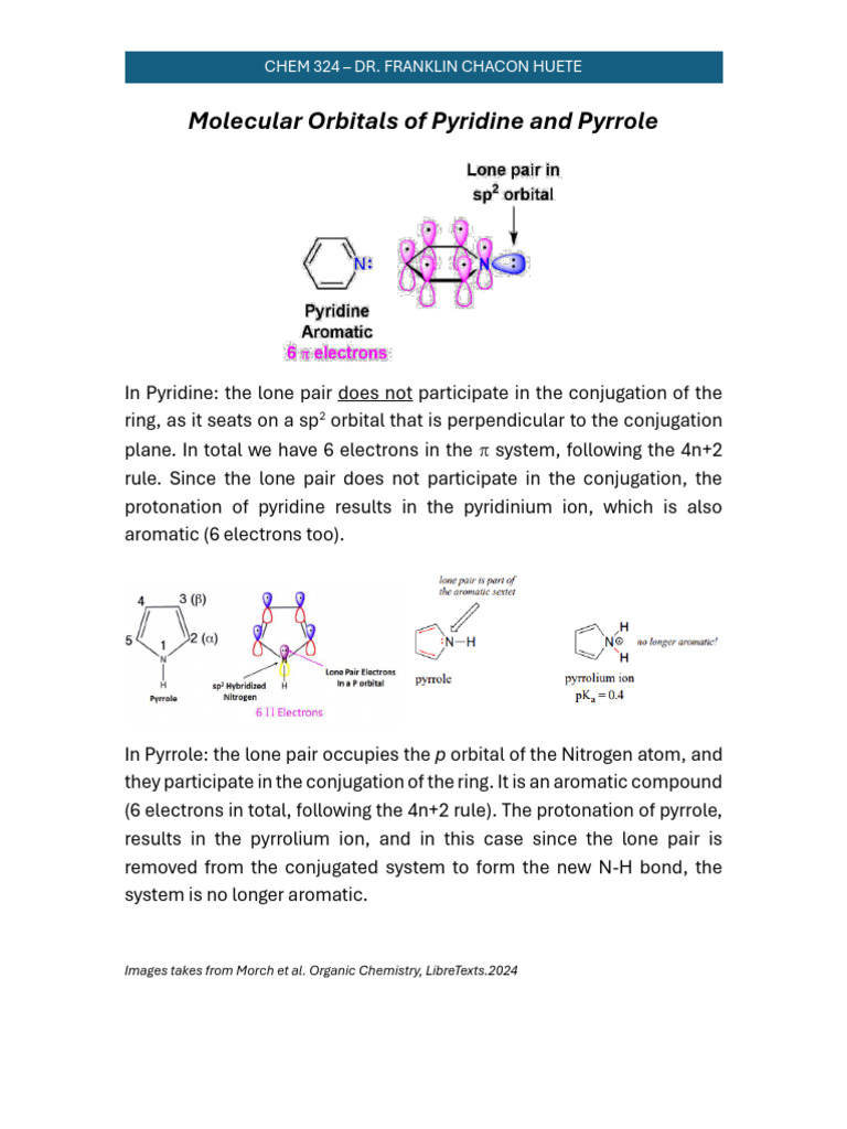 Molecular Orbitals of Pyridine and Pyrrole | PDF