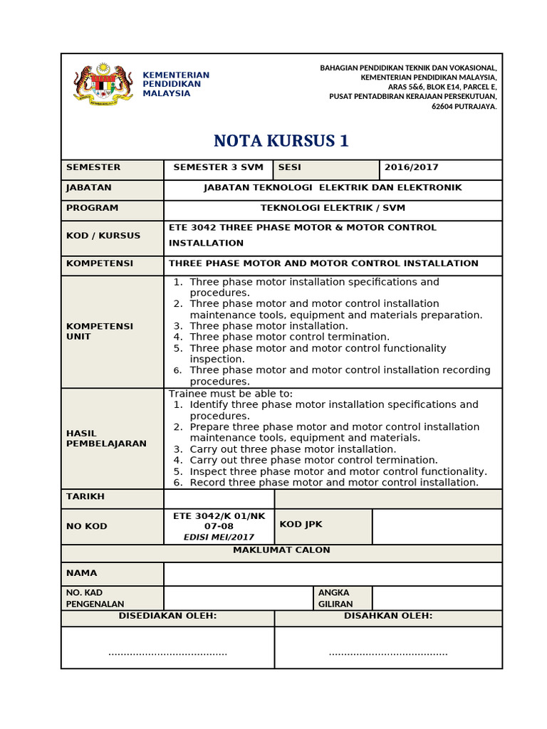 Nota Kursus 3042 | PDF