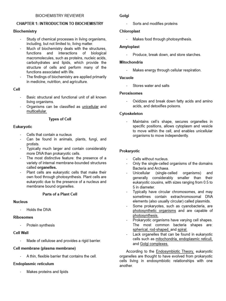 Biochemistry Reviewer | PDF