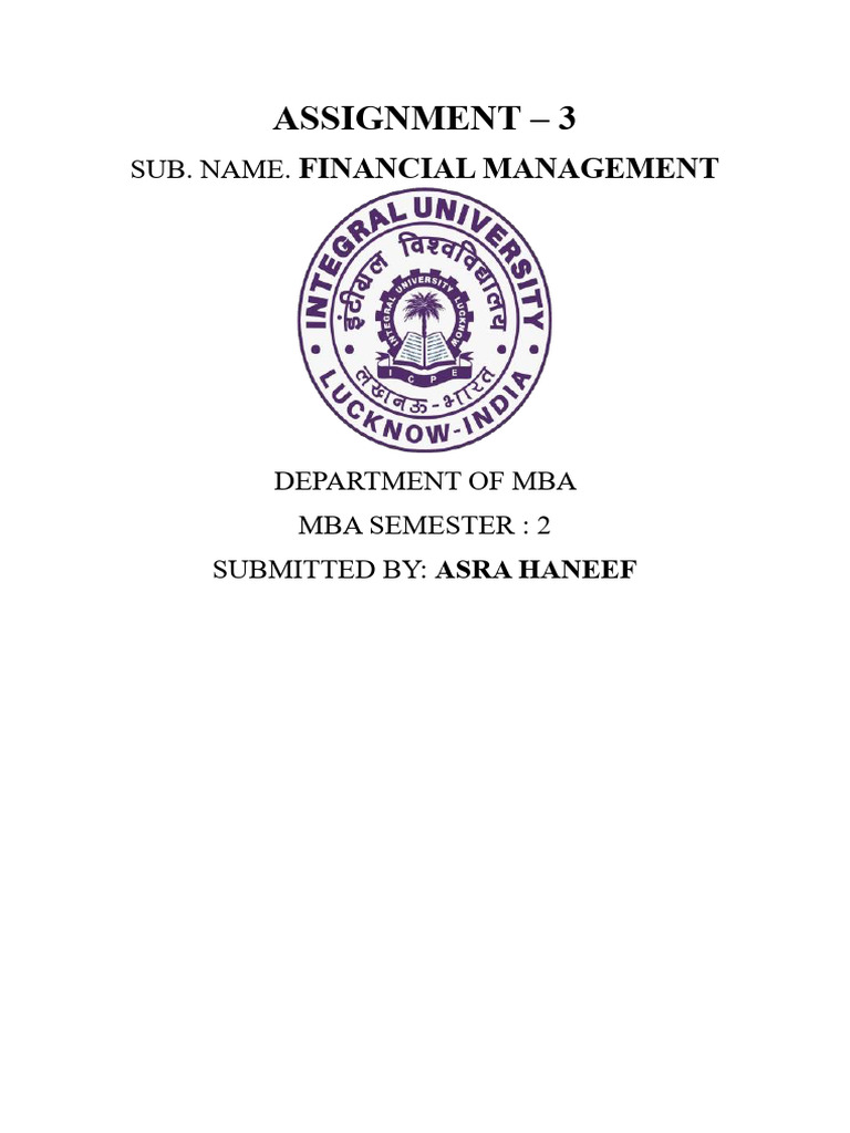 Assignment 3 Financial Management | PDF