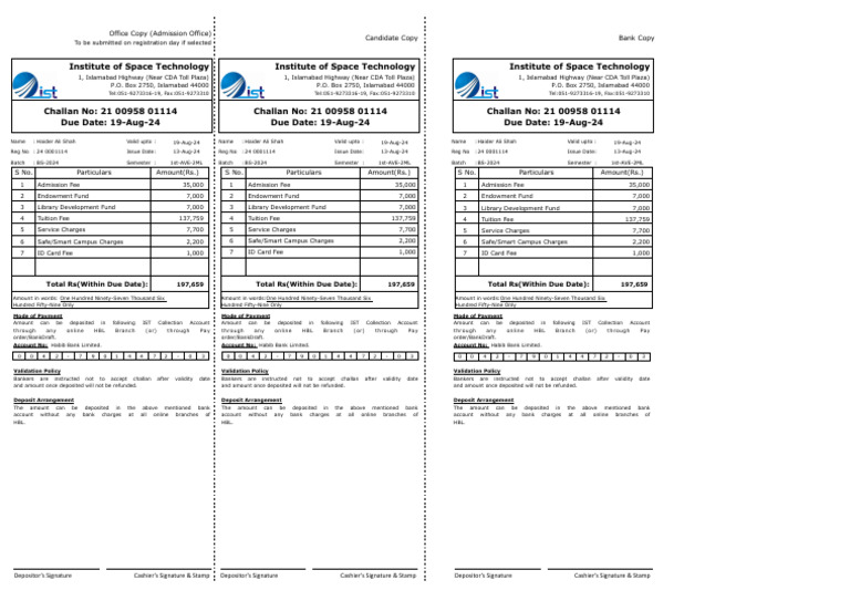 Fee_Challan_IST | PDF