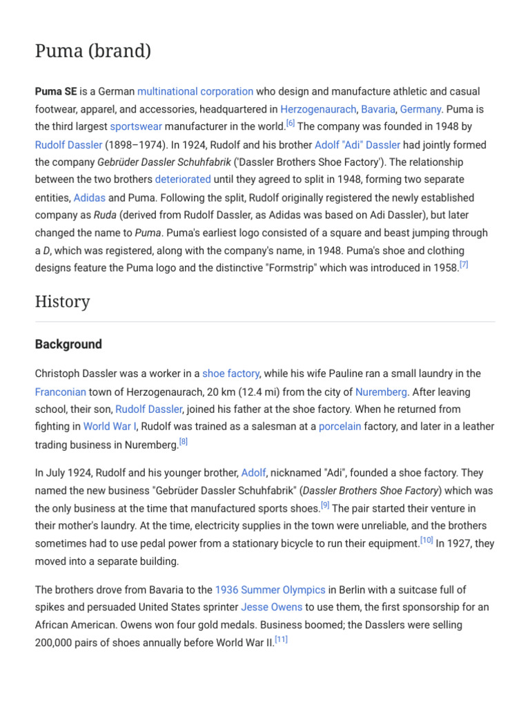 Puma (Brand) - Wikipedia | PDF