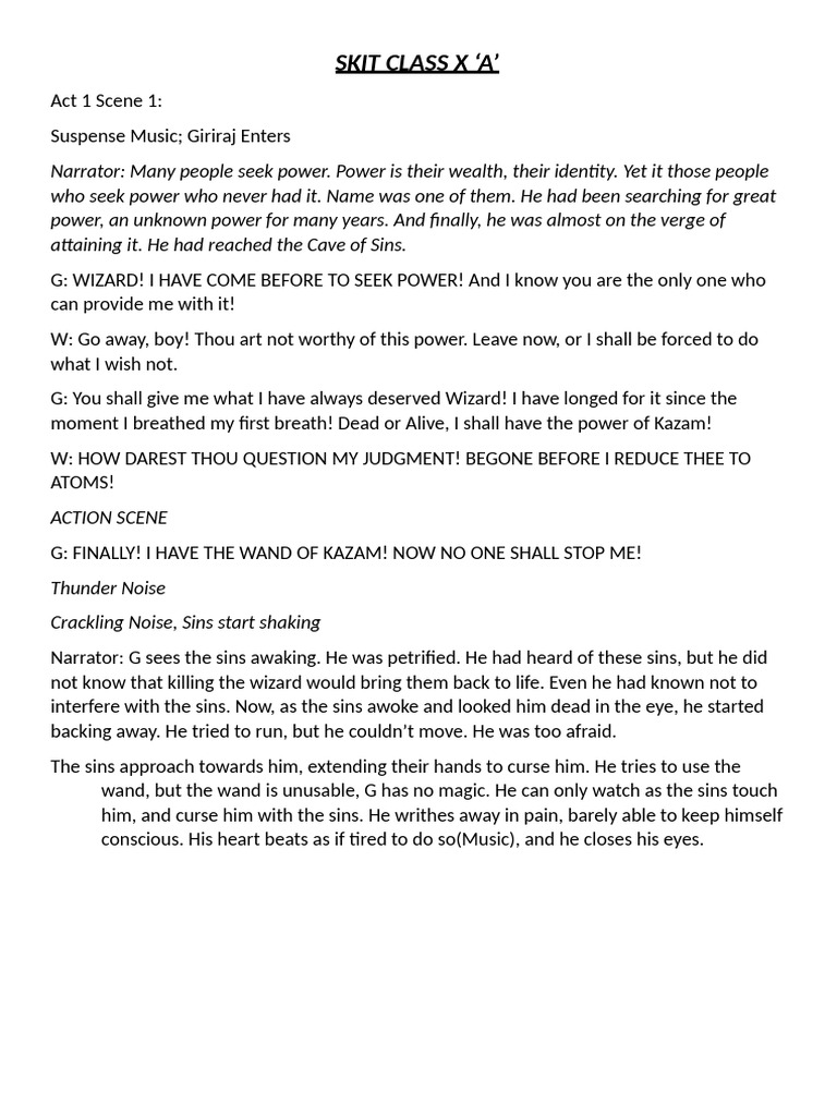 Skit Class X | PDF
