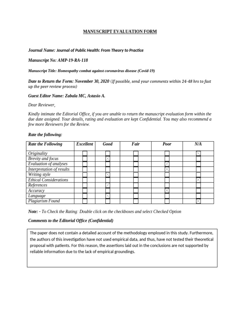 Manuscript Evalution Form | PDF