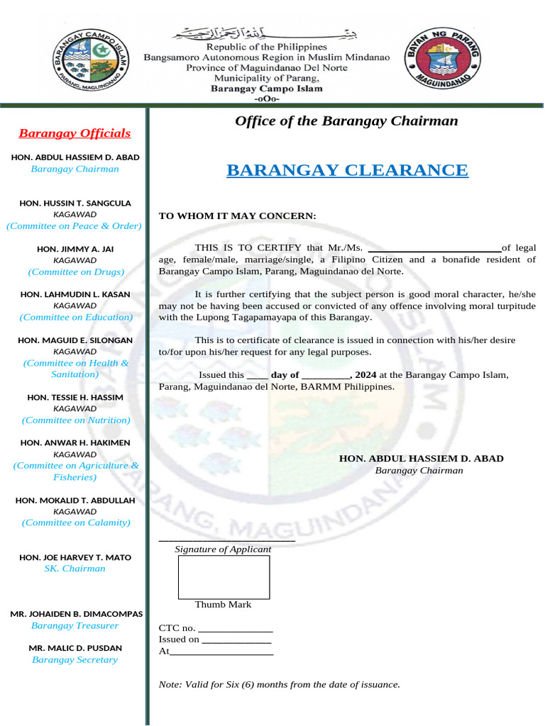 Barangay Clearance With CTC | PDF