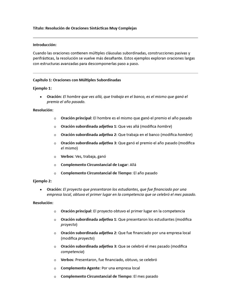 Resolucion oraciones sintacticas practicas iii | PDF