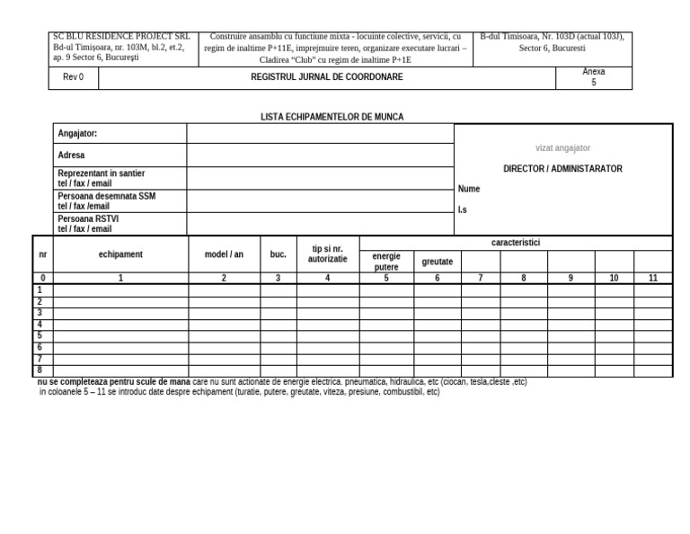 Anexa 5 - ECHIPAMENTE DE MUNCA | PDF