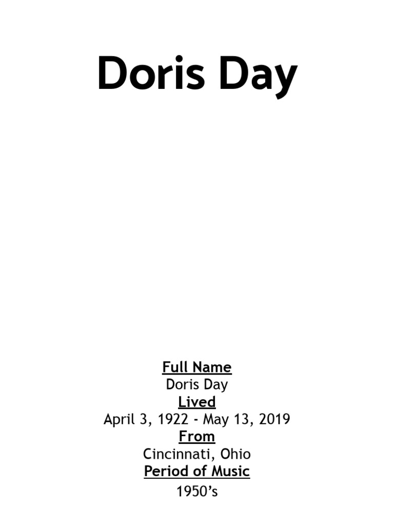 Doris Day Bio | PDF