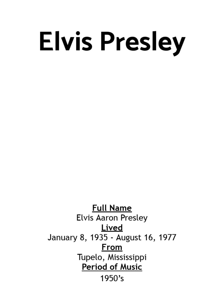 Elvis Presley Bio | PDF