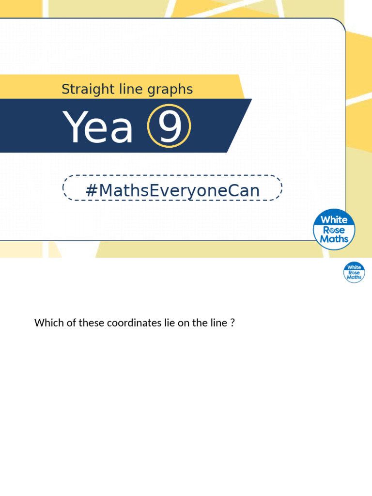 Year 9 Autumn 1 Straight Line Graphs Exemplar Questions and Answers | PDF
