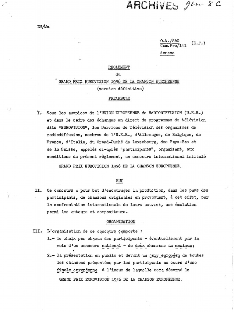 Eurovision 1956 Rules | PDF