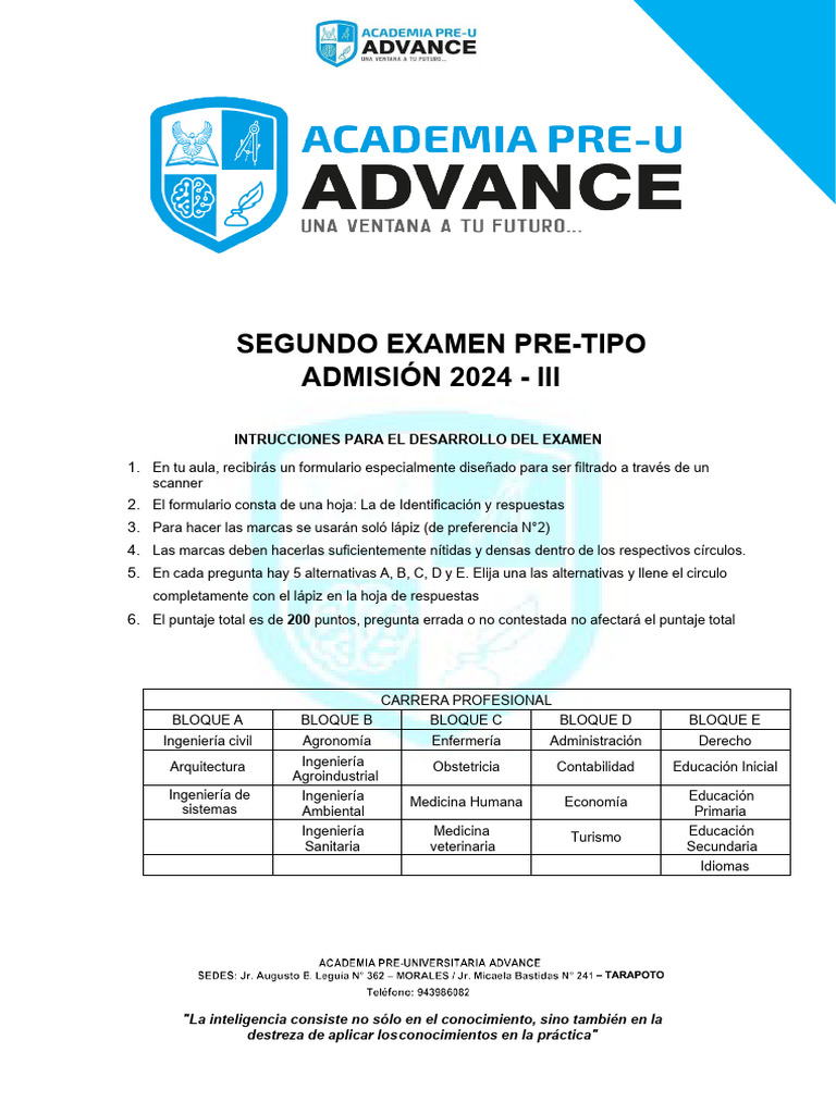 Claves Segundo Examen Pre | PDF