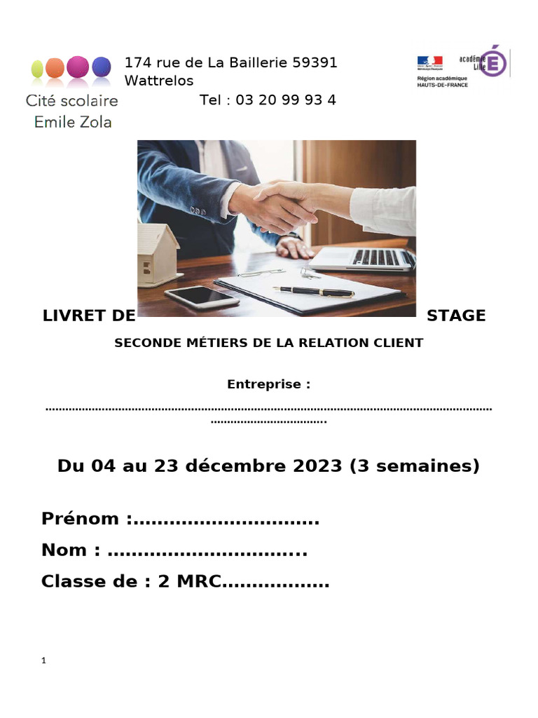 Livret Stage 2mrc1 | PDF