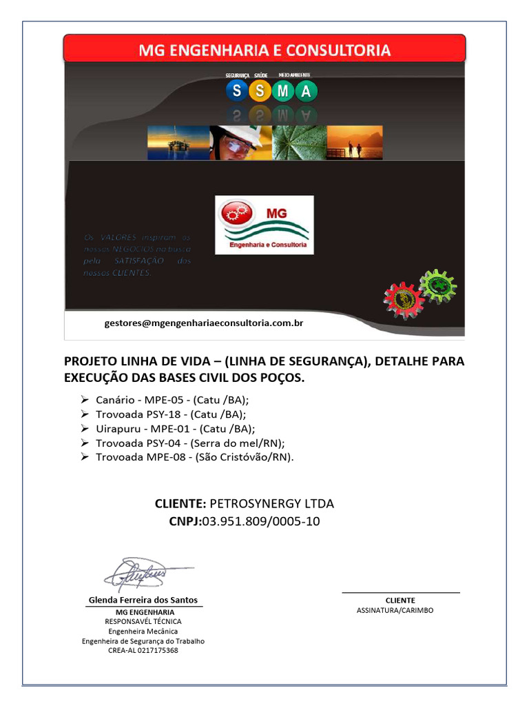 Projeto Linha de Vida - Detalhe de Construã Ã o Das Bases Civil. | PDF