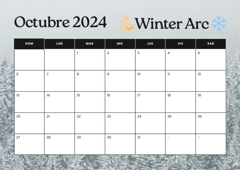 Calendario Winter Arc Octubre by Alex | PDF