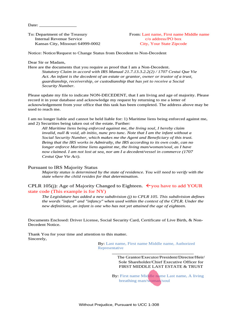 Non-Decedent Letter | PDF