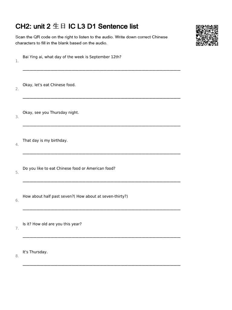 3 dictation_worksheet_English Hint | PDF