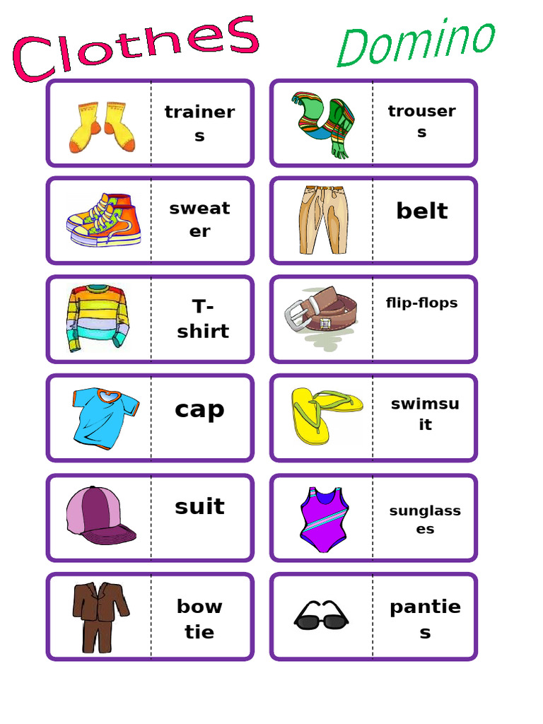 Clothes Domino Flashcards - 78917 | PDF