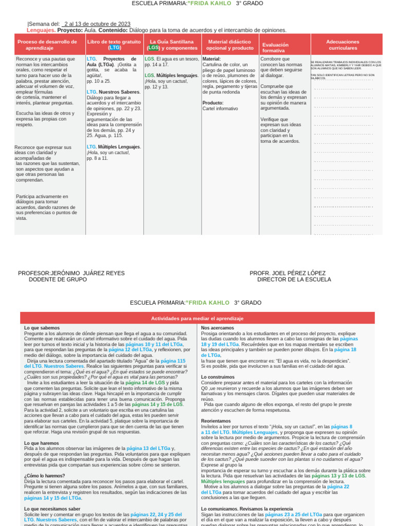 Actividades Academicas Del 2 Al 13 de Oct JJR | PDF