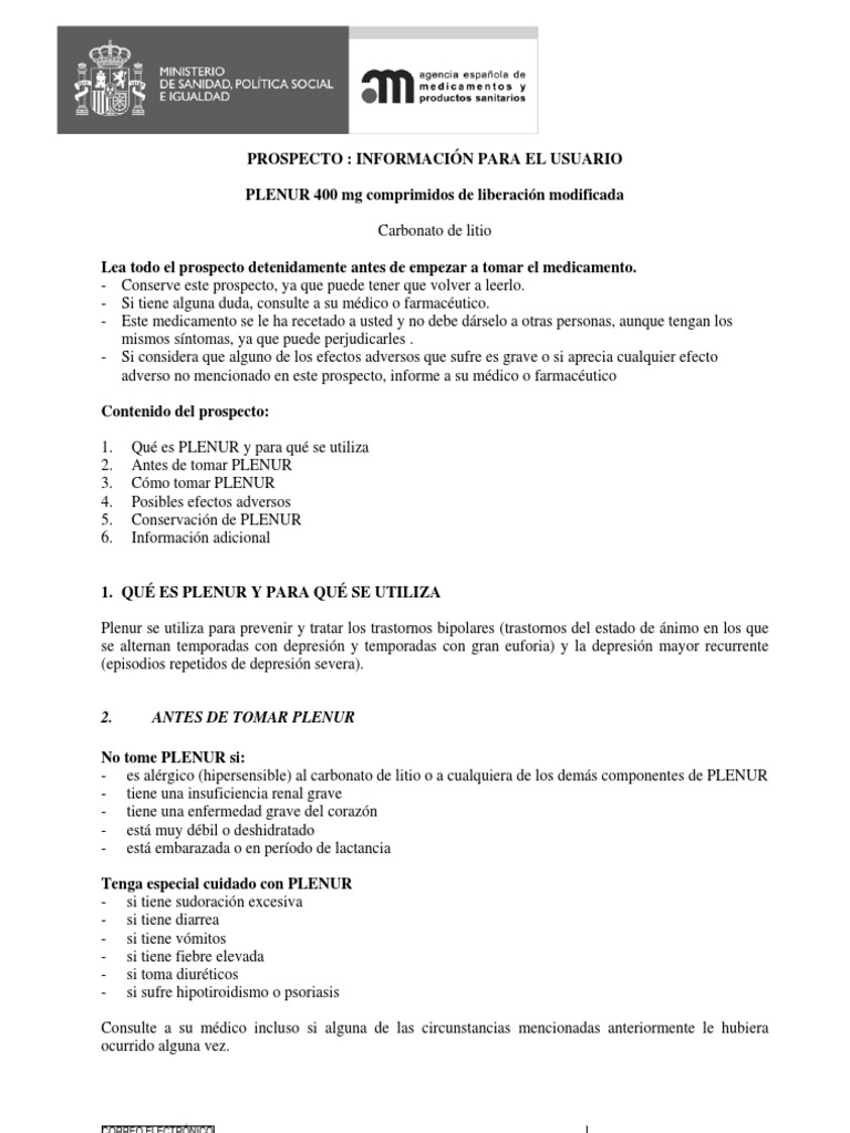 PLENUR Especialidad | PDF | Medicamentos con receta | Tiroides