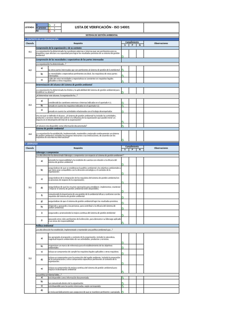 Check List ISO 14.001 (1) | PDF