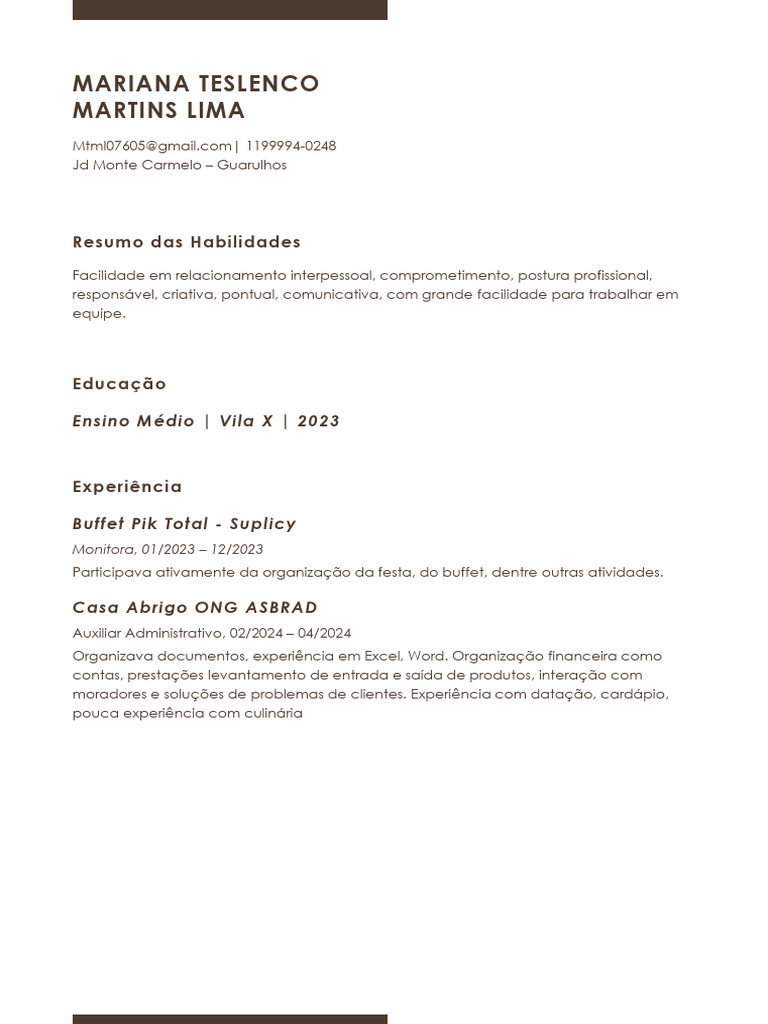 Currículo MARI 1 | PDF