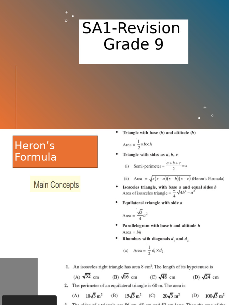 Gr9 Math SA1-Revision PPT 1 | PDF