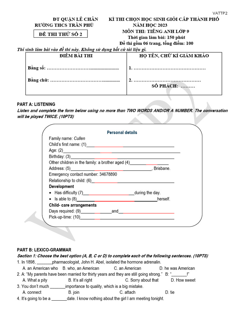 PRACTICE TEST 2-TP | PDF