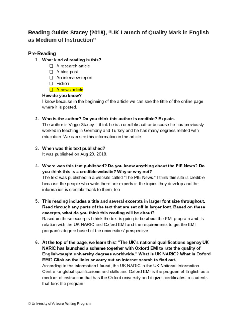 2 Stacey (2018) Reading Guide | PDF