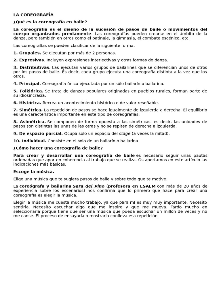 La Coreografía | PDF