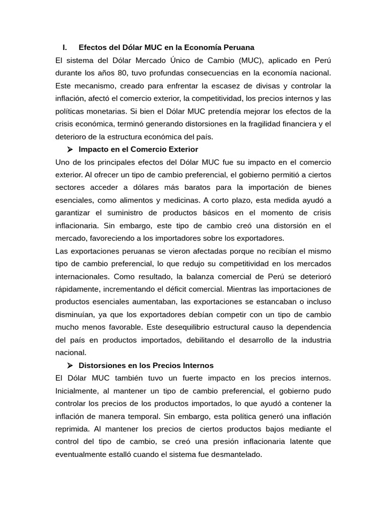 Efectos de Dolar MUC | PDF | Inflación | Tipo de cambio