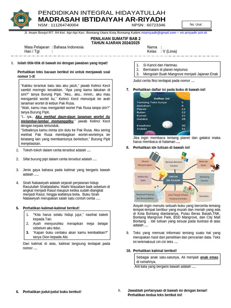SUmatif BAB 2 BINDO | PDF