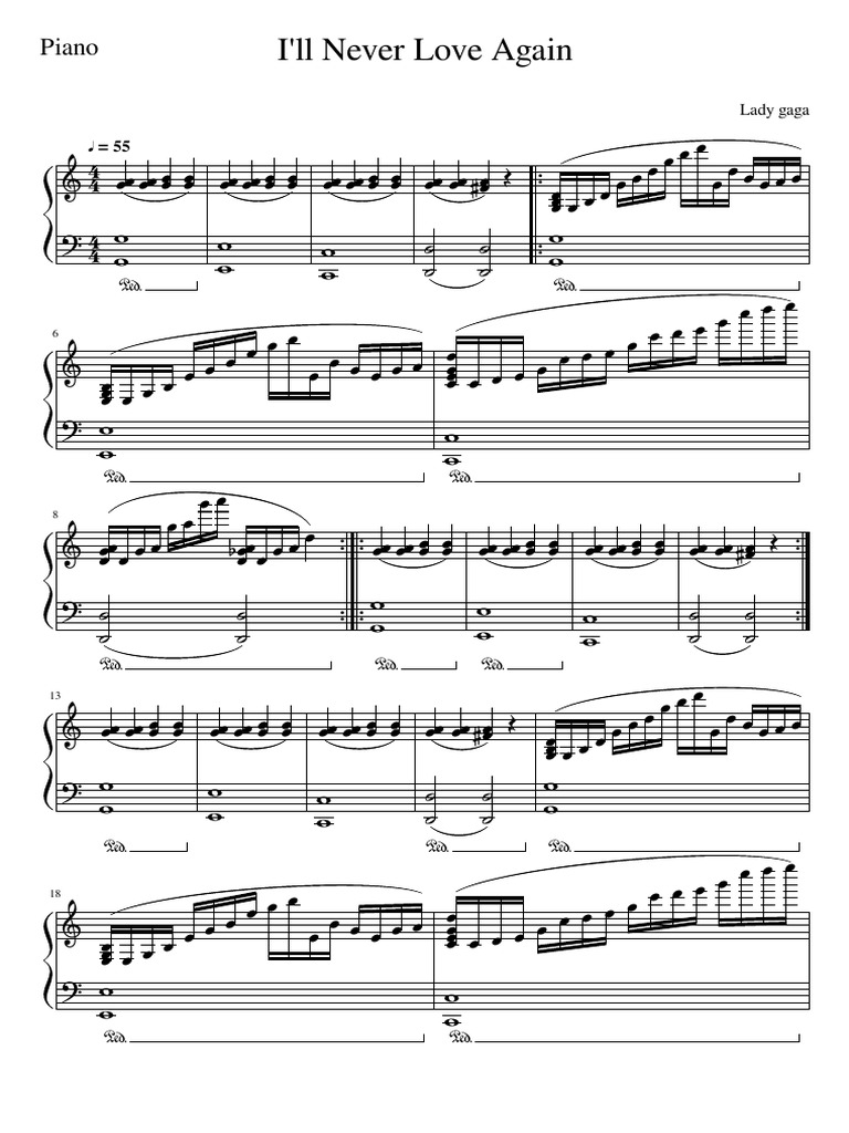 I Ll Never Love Again Piano Pdf