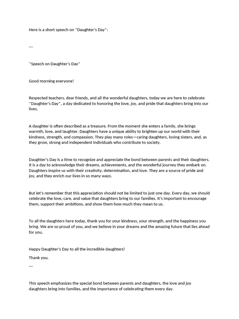 8 daughters day | PDF