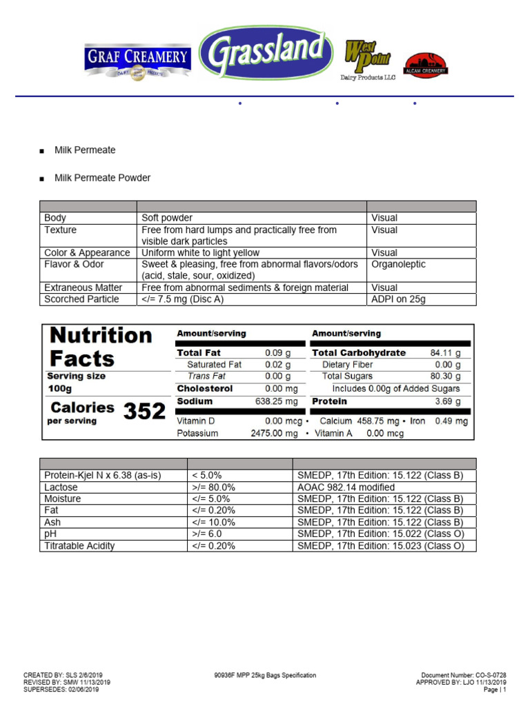 Spec Milk Permeate | PDF
