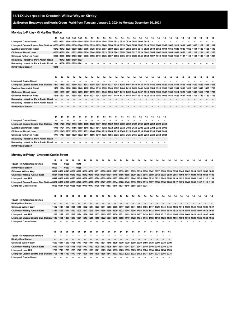 Liverpool Bus Timetable | PDF