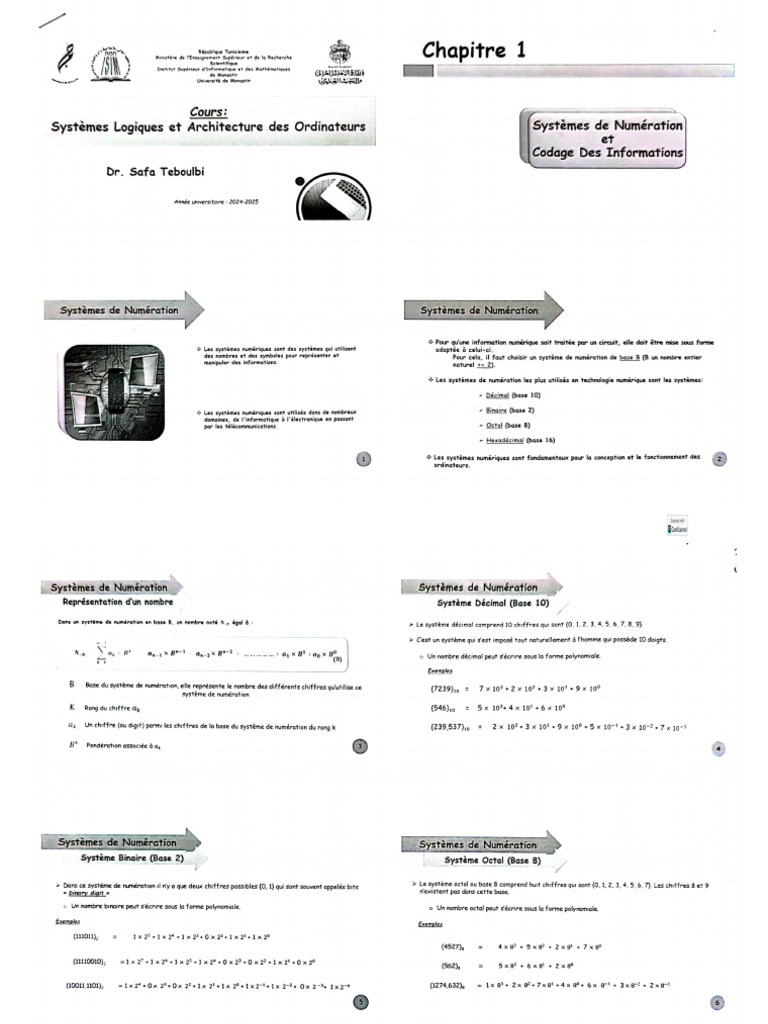 Cours Lyom Representation de Nombres 1 | PDF
