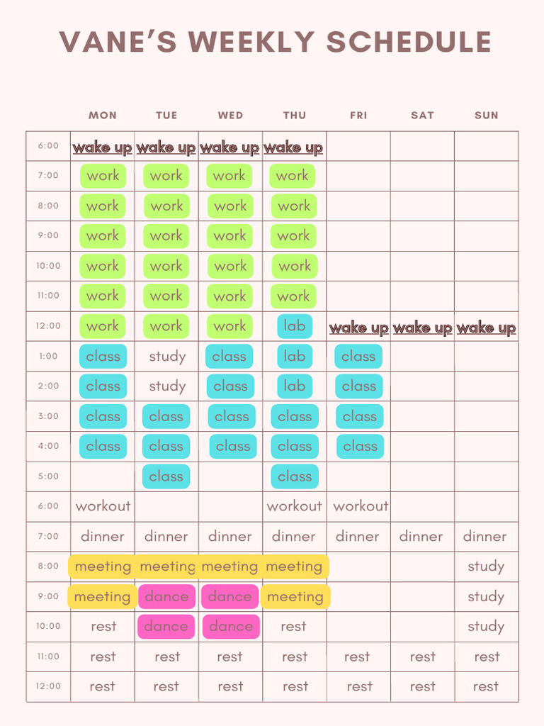 Minimal Weekly Schedule Planner | PDF
