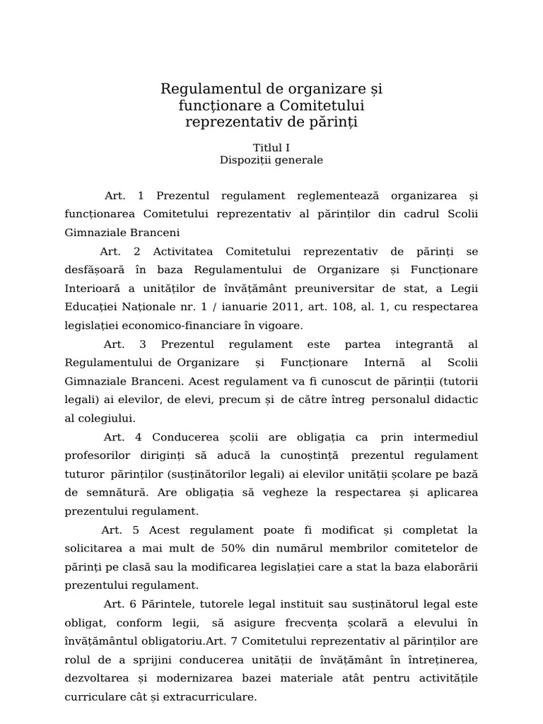 Comitetul de Parinti | PDF