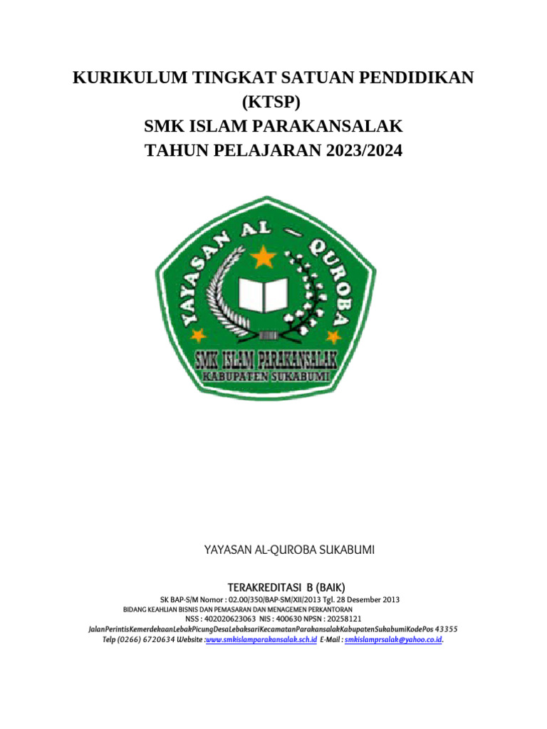 Cover KTSP SMK ISLAM | PDF