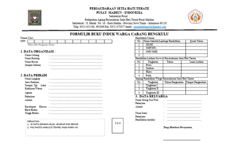 Form Biodata Calon Warga | PDF