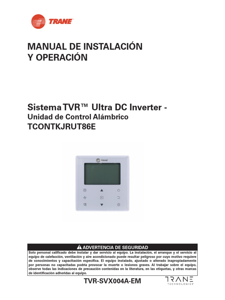 Iom Em Vrf Wired Control Tvr Ultra 50 60hz Tcontkjrut86e Tvr Svx004a Em ...