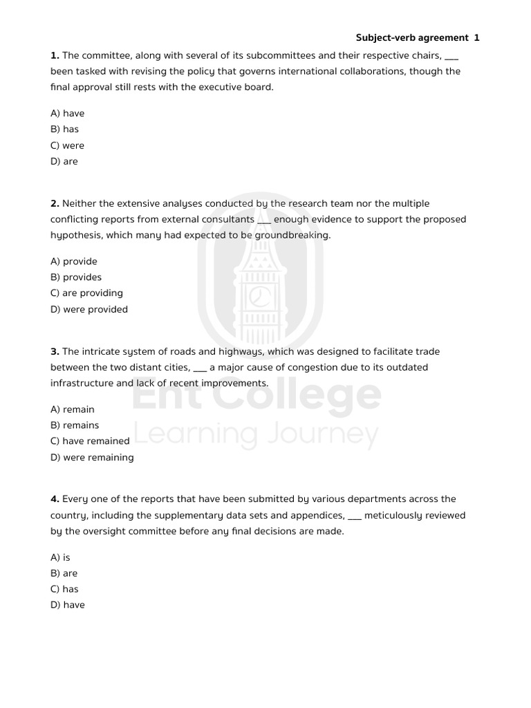 Subject-Verb Agreement 1 | PDF