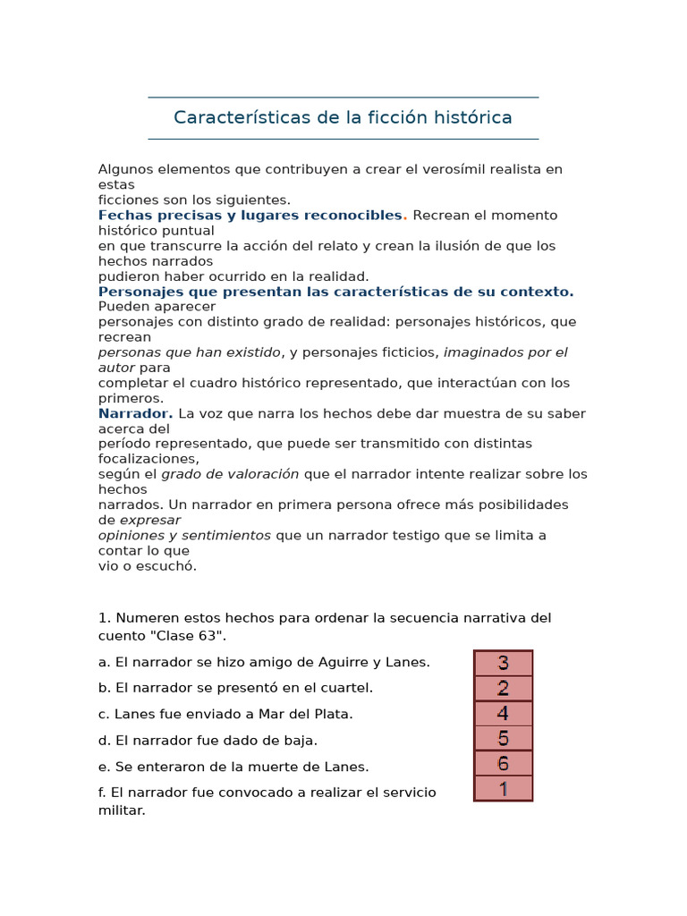 Características de La Ficción Histórica | PDF