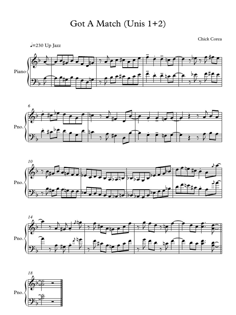 Chick Corea - Got A Match (Unis1+2) - Full Score | PDF | Divertissement ...