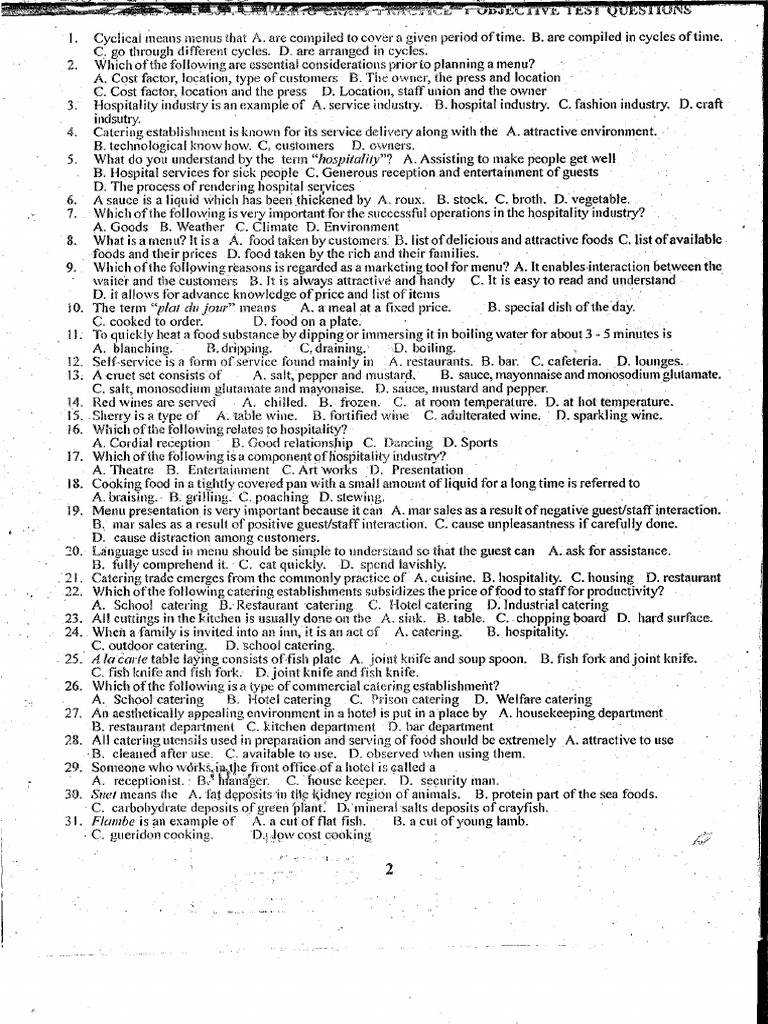 Catering Craft Practice | PDF