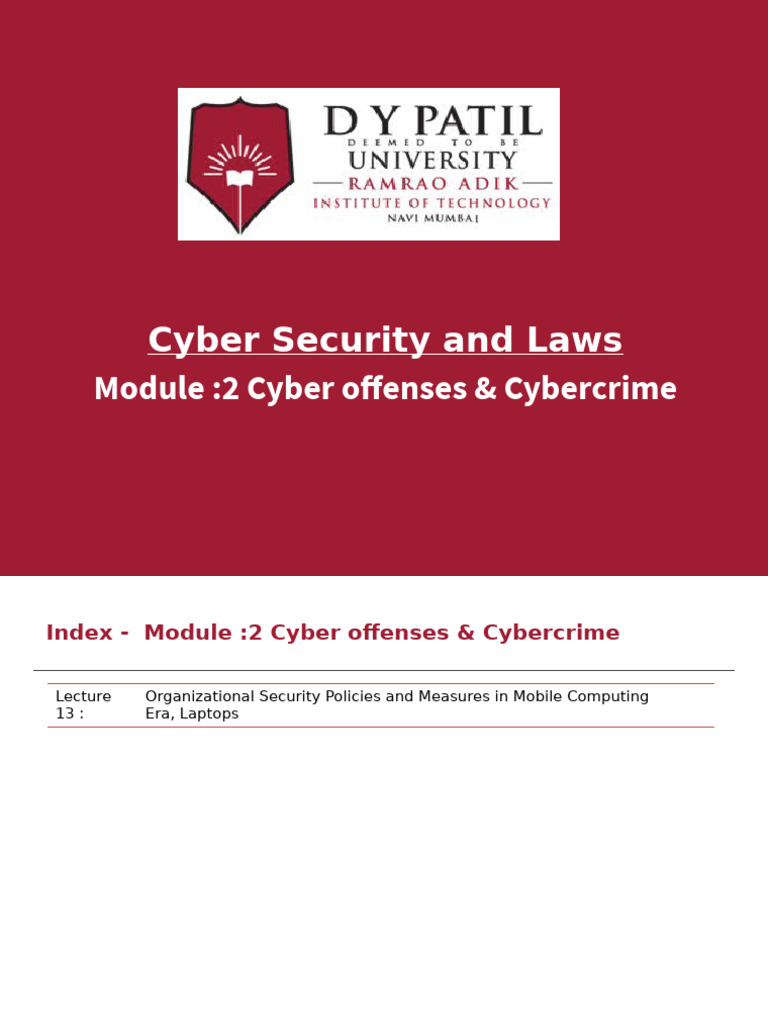 BE - ET - CSL - Week5 - Cyber Security and Laws | PDF